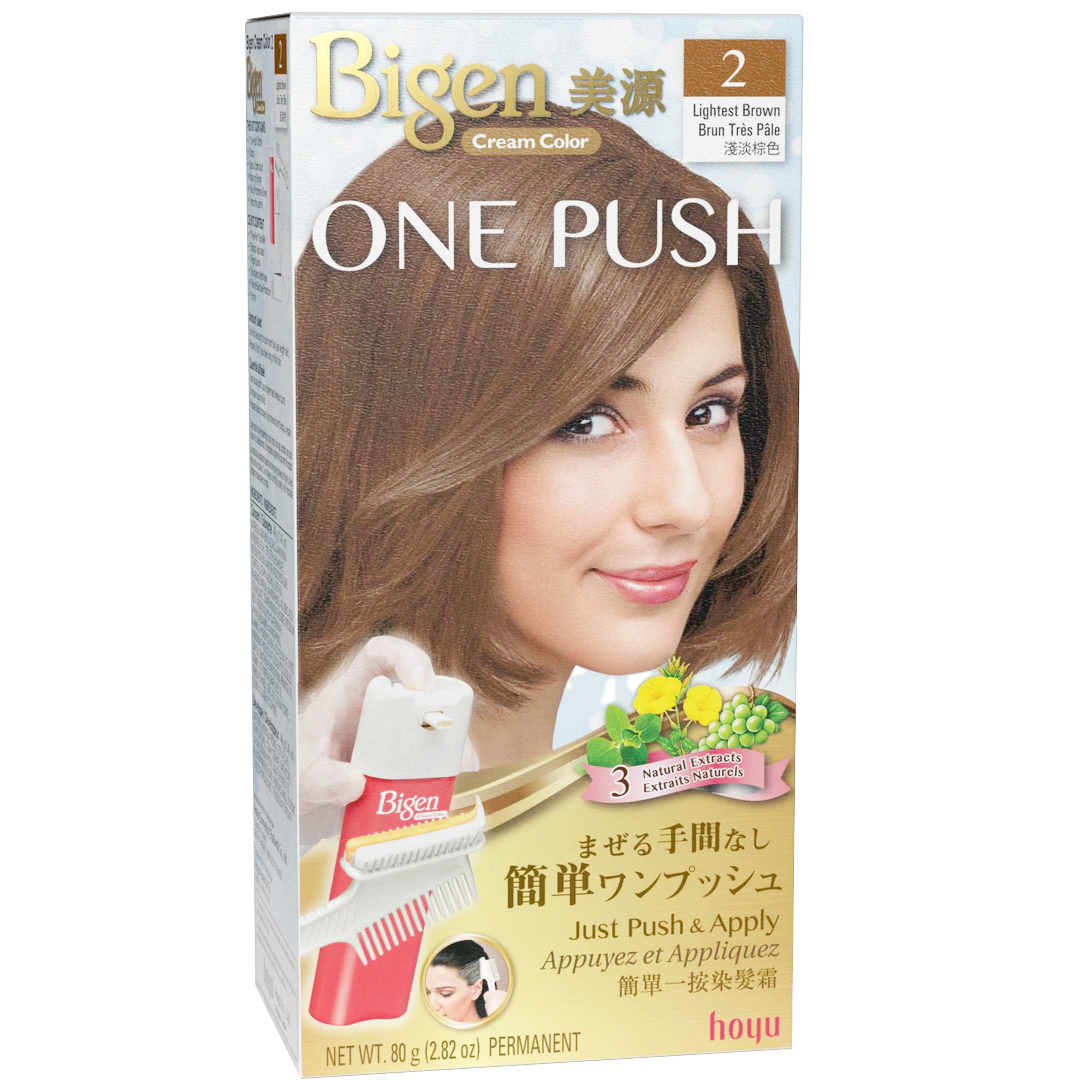 Hoyu Bigen Cream Color ONE PUSH Hair Dye | #2 Lightest Brown | Everyday ...