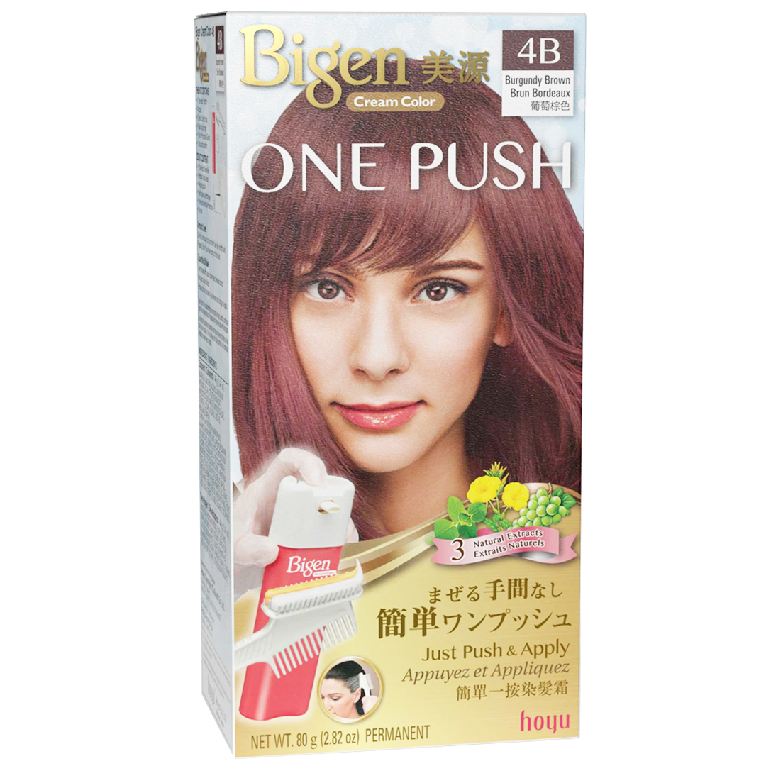 Hoyu Bigen Cream Color ONE PUSH Hair Dye | #4B Burgundy Brown ...